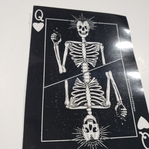 Skeleton Vinyl Sticker Spooky Queen of Hearts Scrapbooking Paper, Party ...