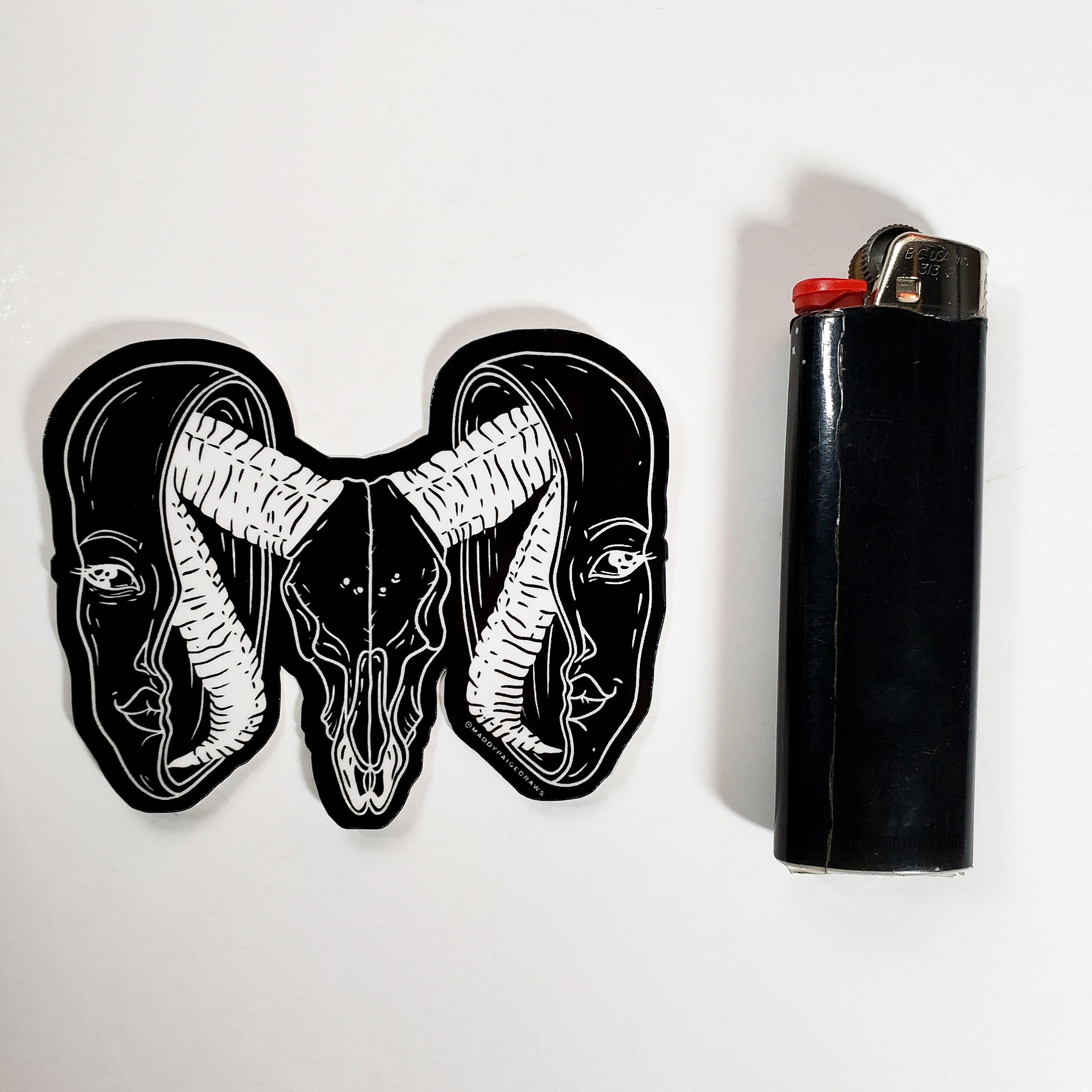 Surreal Ram Skull Vinyl Sticker Handmade | Etsy