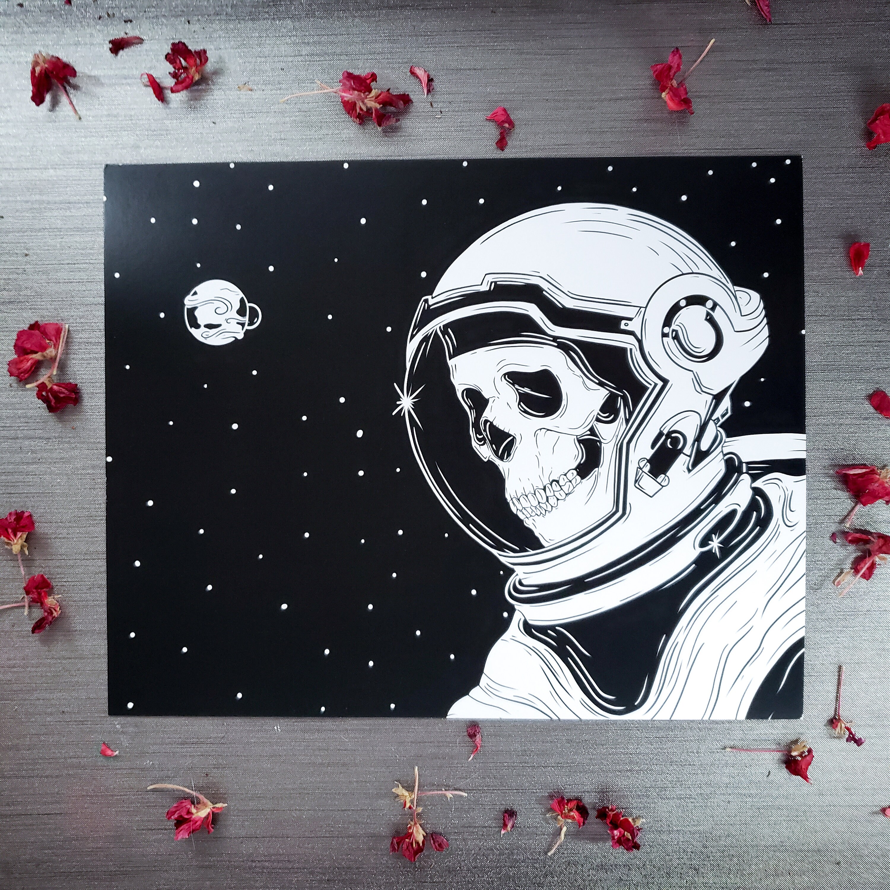 Astronaut Skull Drawings