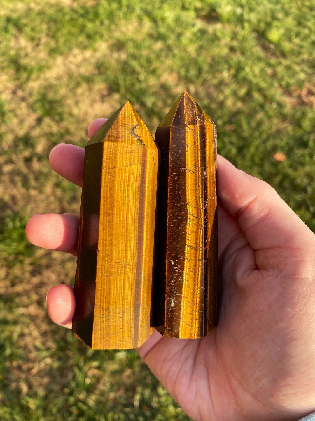 Tiger's Eye Towers Natural Stone Obelisks Healing Crystals for Home ...