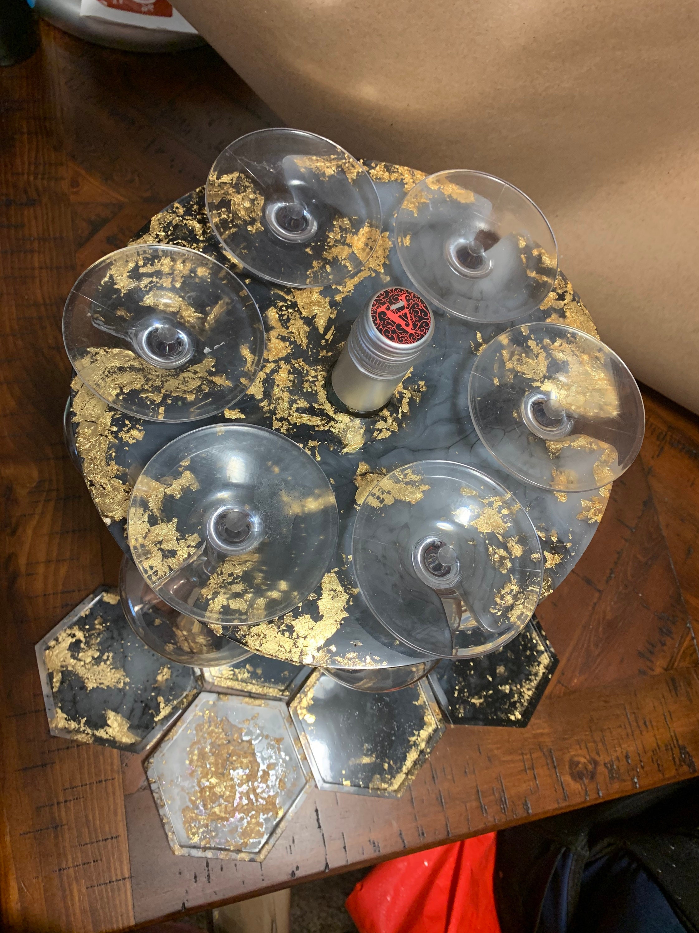 Gold Leaf Wine Rack + Coasters - Etsy