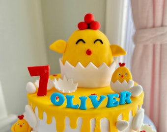 Personalised Acrylic Childrens Chicken Birthday Cake Topper Decoration ...