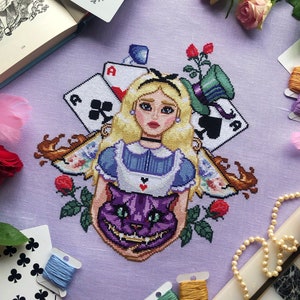 Alice in Wonderland Cheshire Cat Cross Stitch Pattern - Etsy
