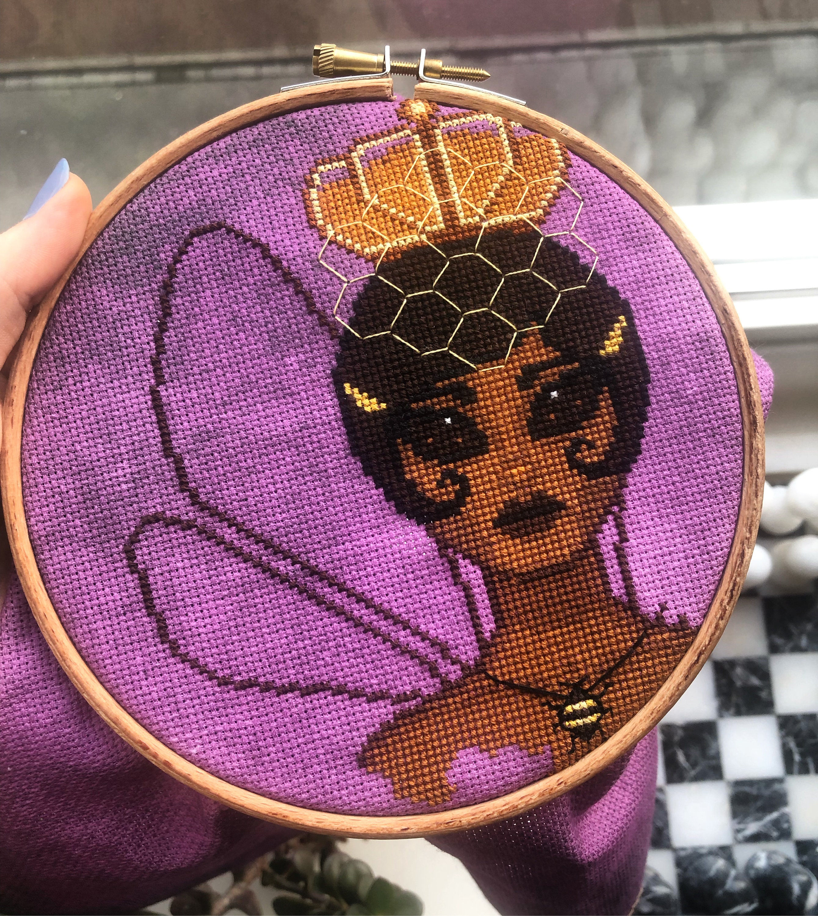 Queen Bee Portrait Cross Stitch Pattern Flower Girl Bee - Etsy