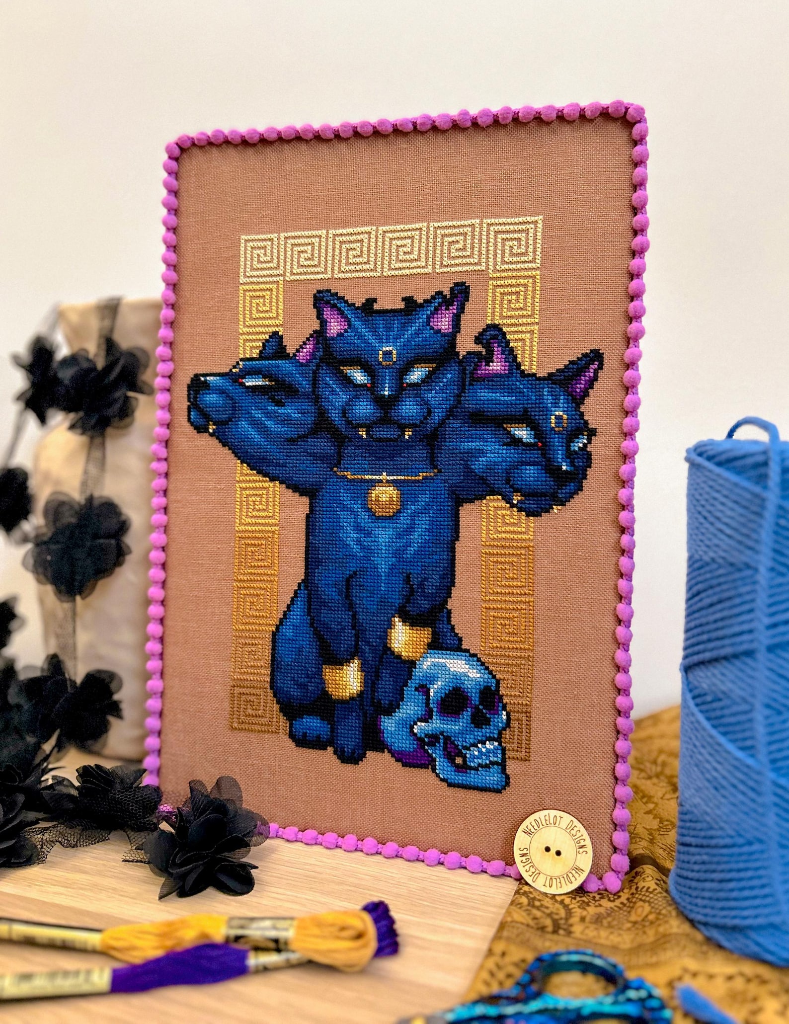 Cerberpuss - Cat Cerberus Cross Stitch - Mythical Cryptid Cross Stitch ...