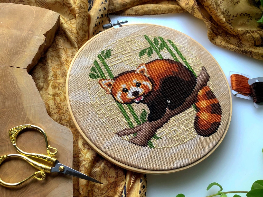 Red Panda Cross Stitch Pattern - Bamboo Buddy - Cute Animal - Small ...