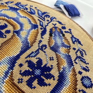 Pretty Python - Snake Cross Stitch Pattern - Delft Blue - Flowers and ...