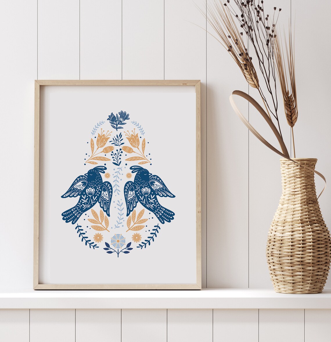 Scandinavian Folk Art Printable | Printable Scandinavian Modern Wall ...