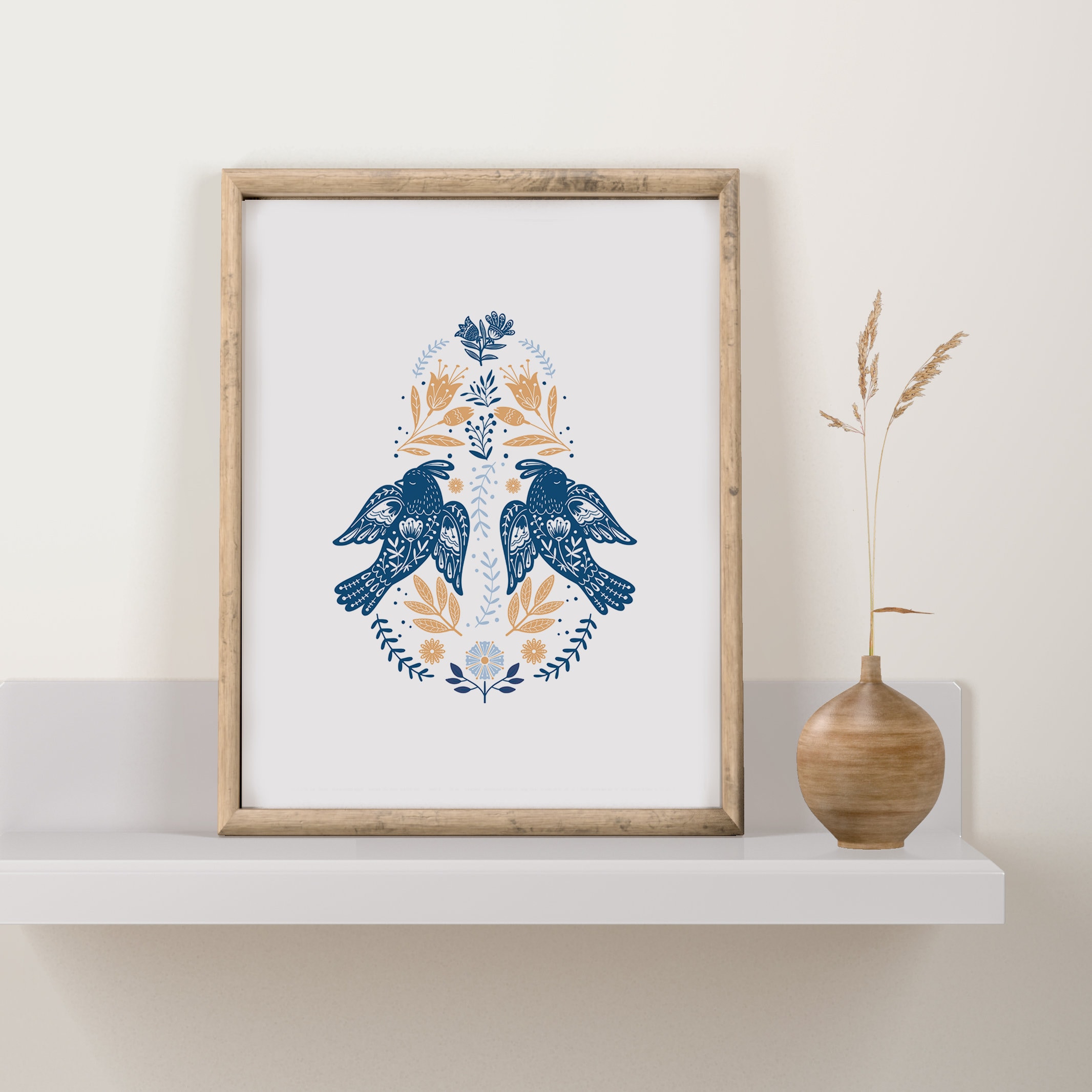 Scandinavian Folk Art Printable | Printable Scandinavian Modern Wall ...