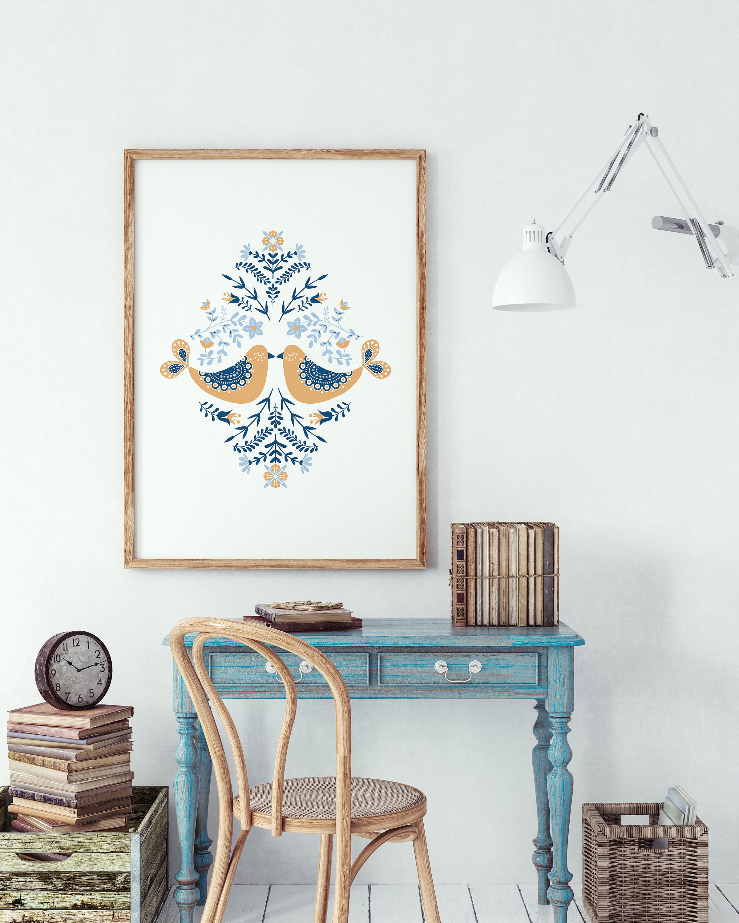 Scandinavian Folk Art Printable | Printable Scandinavian Modern Wall ...