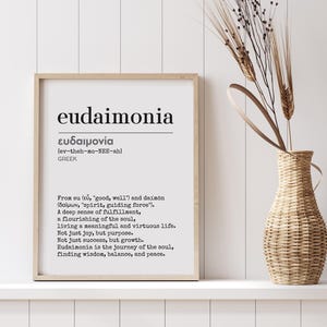 Greek Word Definition,eudaimonia Definition, Printable Wall Art, Greek ...