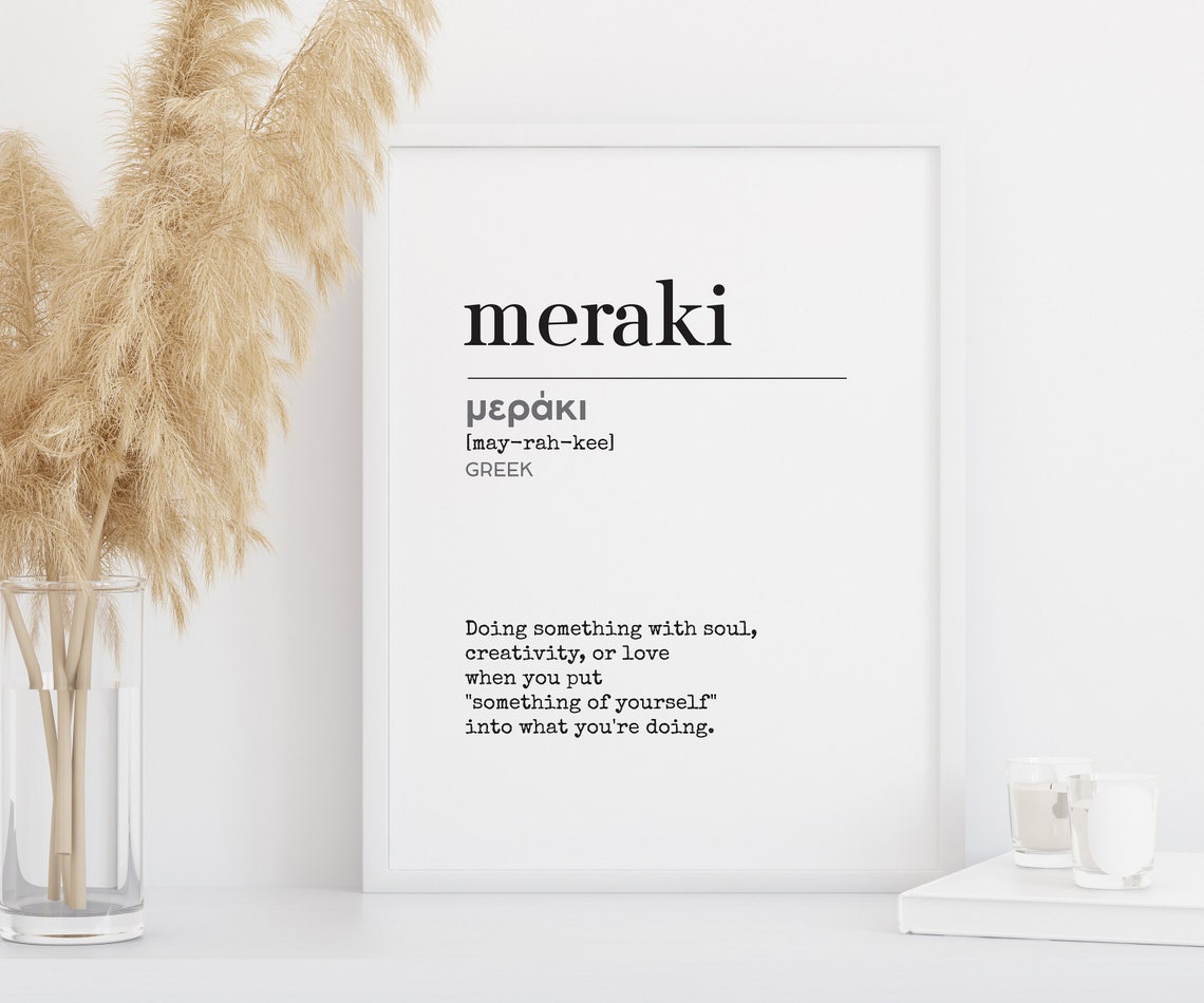 Greek Word Definition Meraki Definition Printable Wall Art | Etsy