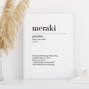 Greek Word Definition, Meraki Definition, Printable Wall Art, Greek ...