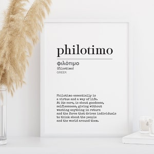 Greek Word Definition, Philotimo Definition, Printable Wall Art, Greek ...