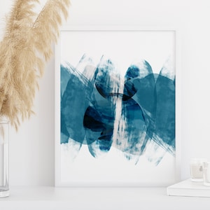 Abstract Art Printable, Set of 2, Navy Teal Blue Tone, Printable Wall ...