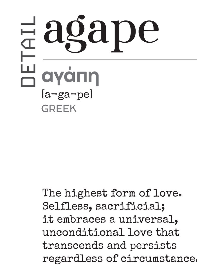 Greek Word Definition Agape Definition Printable Wall Art - Etsy