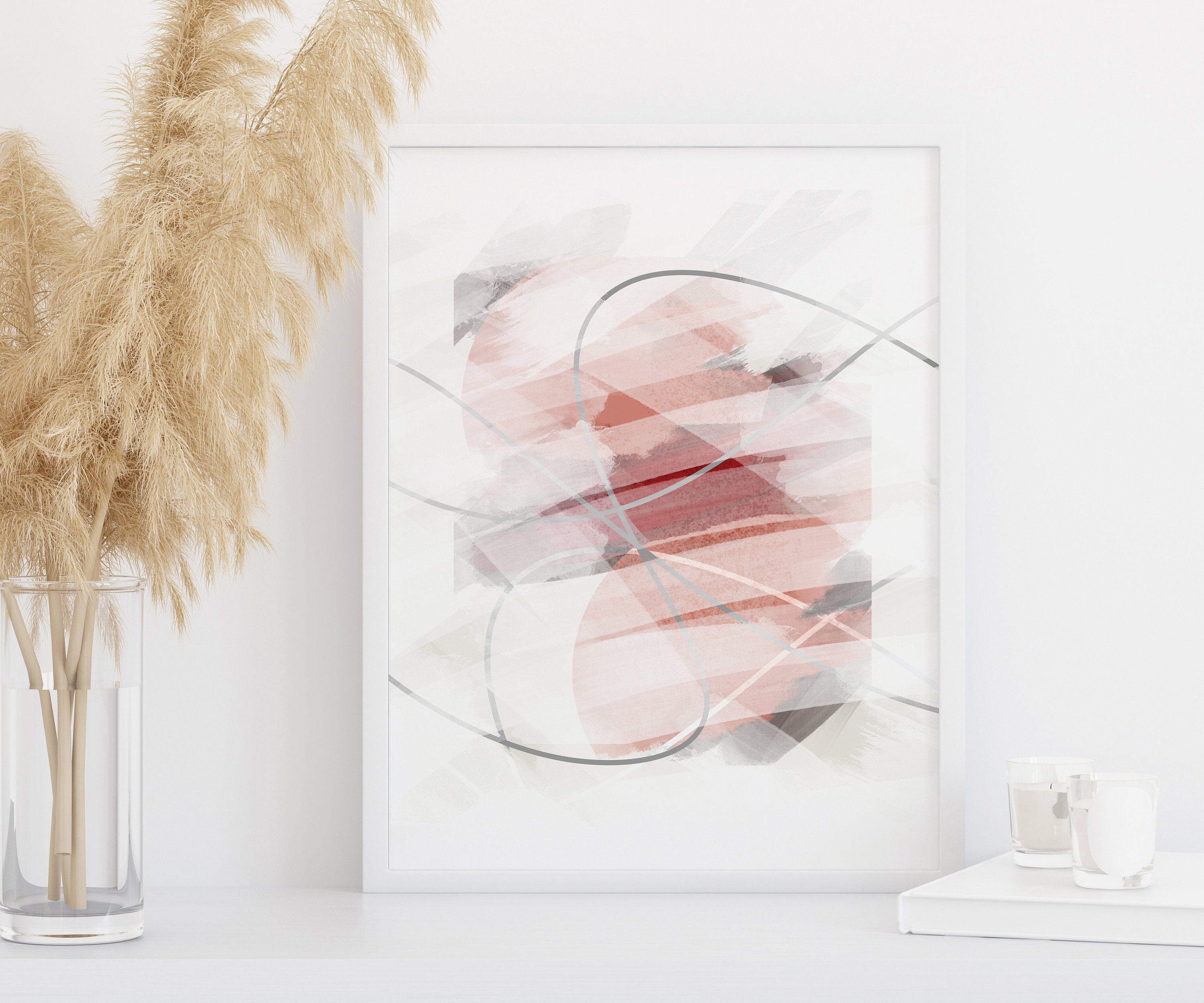Modern Abstract Printable Pink Peach Color Printable Wall - Etsy