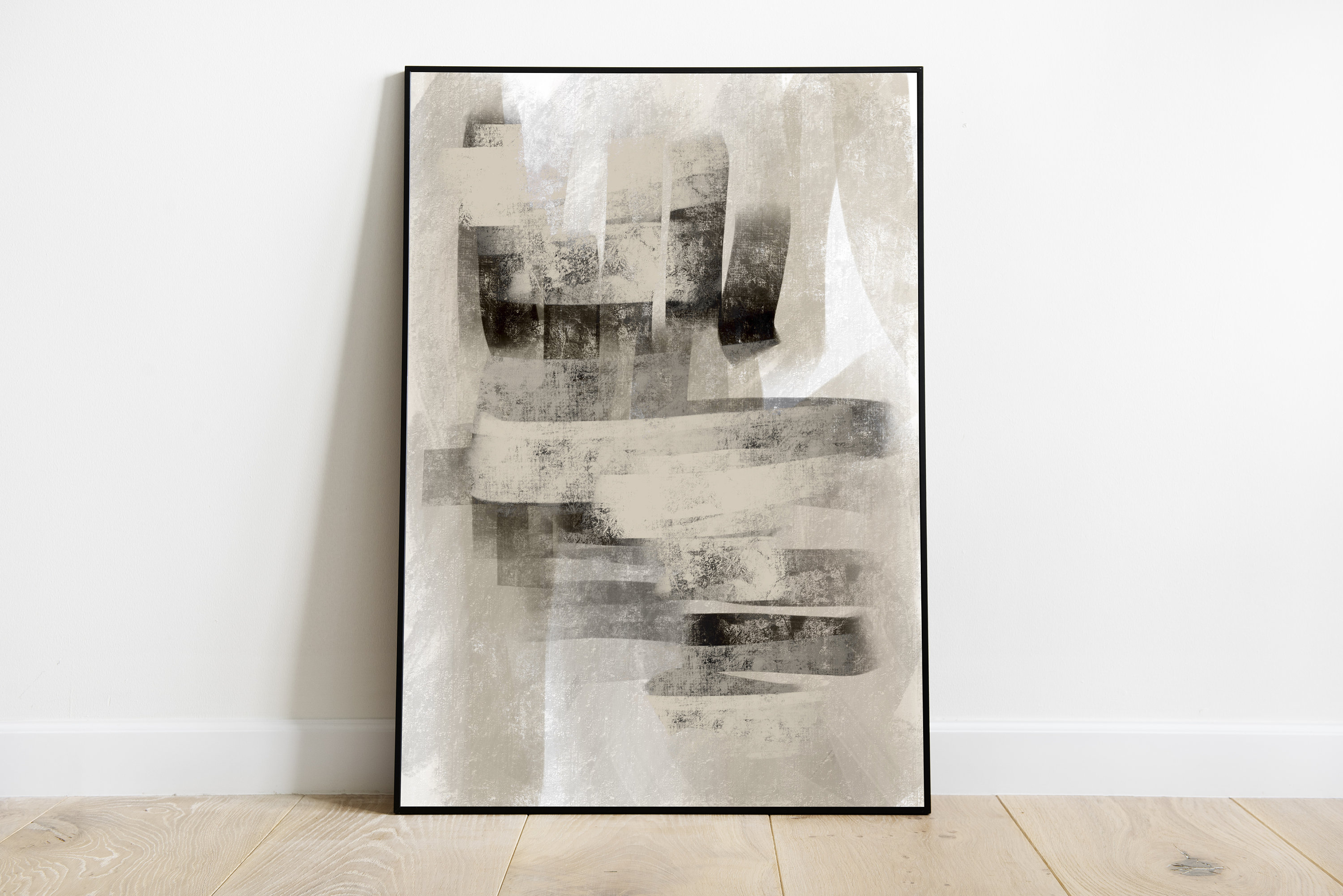 Abstract Black Beige Gray Art Print, Abstract Art, Printable Art, Paint ...