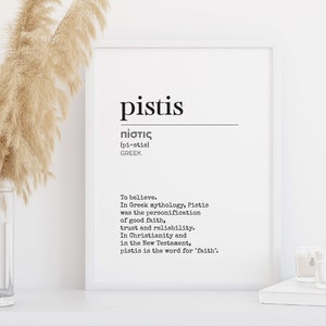 Greek Word Definition, Pistis Definition, Printable Wall Art, Greek ...