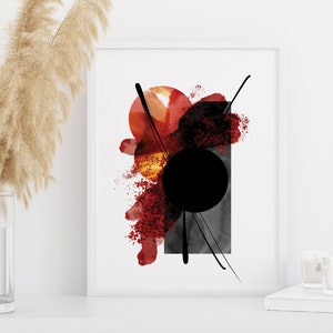Printable Wall Art, Abstract Red Modern Art, Black Gold Red Modern ...