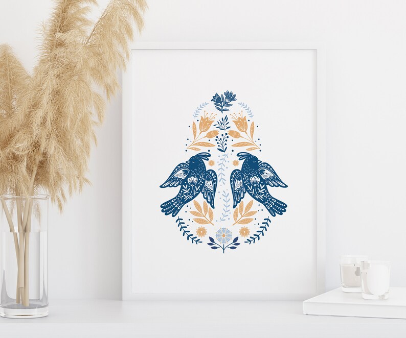 Scandinavian Folk Art Printable | Printable Scandinavian Modern Wall ...