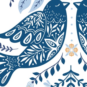 Scandinavian Modern Folk Art Printable | Printable Bird Scandinavian ...