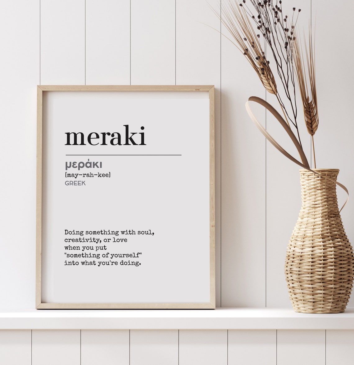 Greek Word Definition Meraki Definition Printable Wall Art | Etsy
