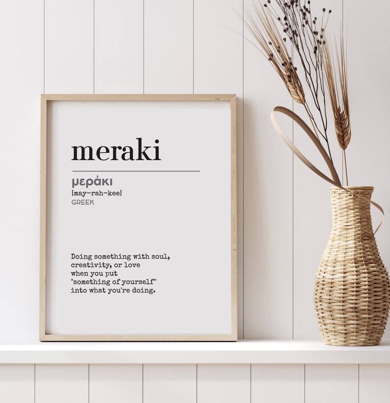 Greek Word Definition Meraki Definition Printable Wall Art - Etsy