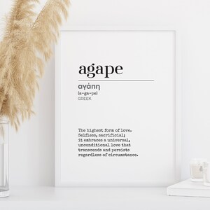 Greek Word Definition, Agape Definition, Printable Wall Art, Greek ...