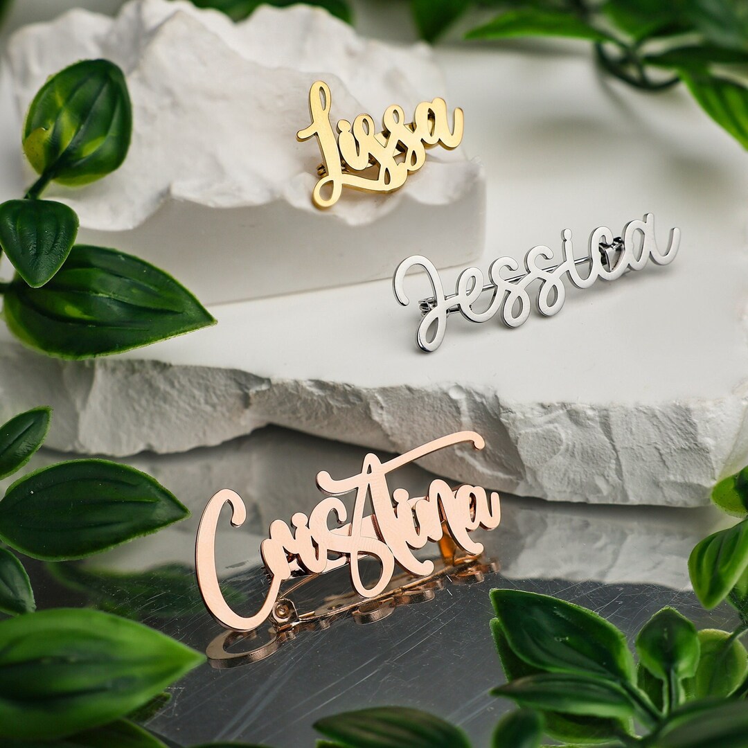 Personalized Nameplate Brooch, Custom Unisex Jacket Badge, Company Name ...