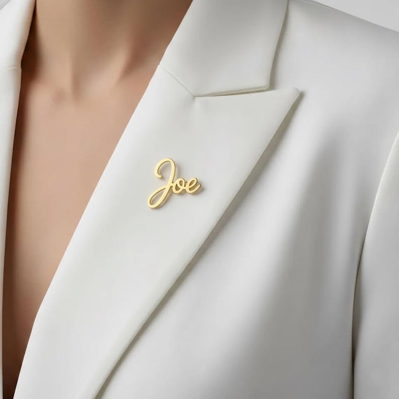 Personalized Brooch, Custom Name Tags, Initials Brooch, Monogram Dress ...