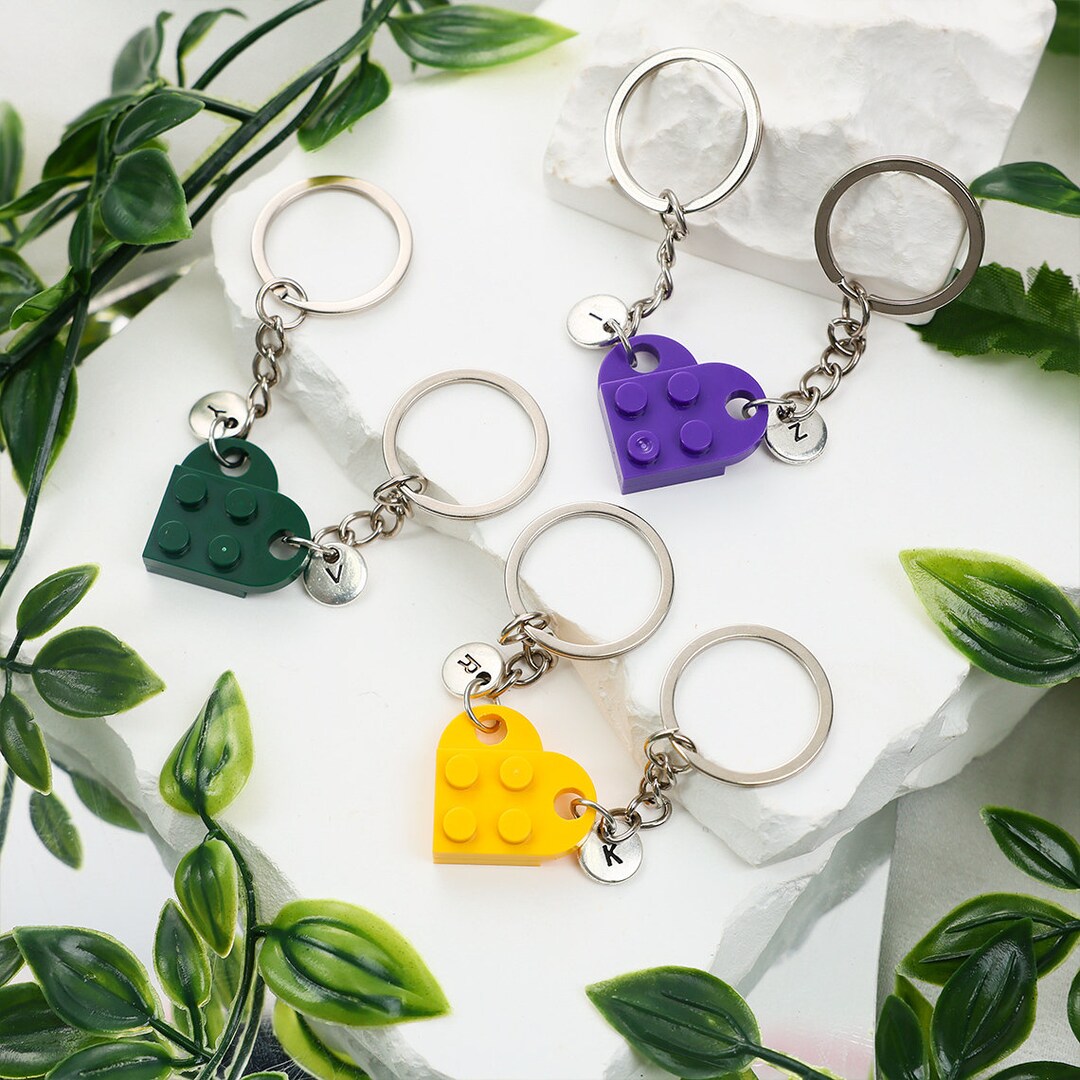 Personalized Initial Heart Keychain Set,colorful Matching Keychain ...