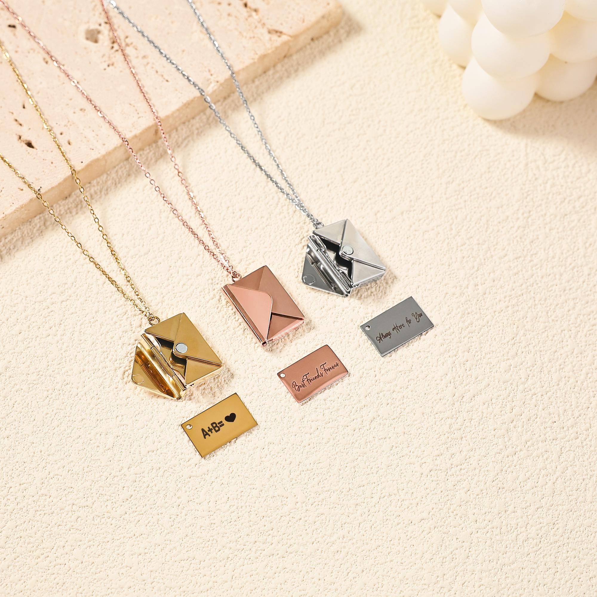 Personalized Envelope Necklace, Secret Message Hidden Message Necklace ...