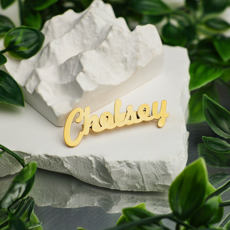 Personalized Name Brooch, Stainless Steel Jacket Badge - Etsy