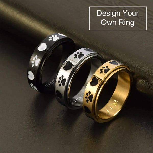 Paw Print Ring Steel - Etsy