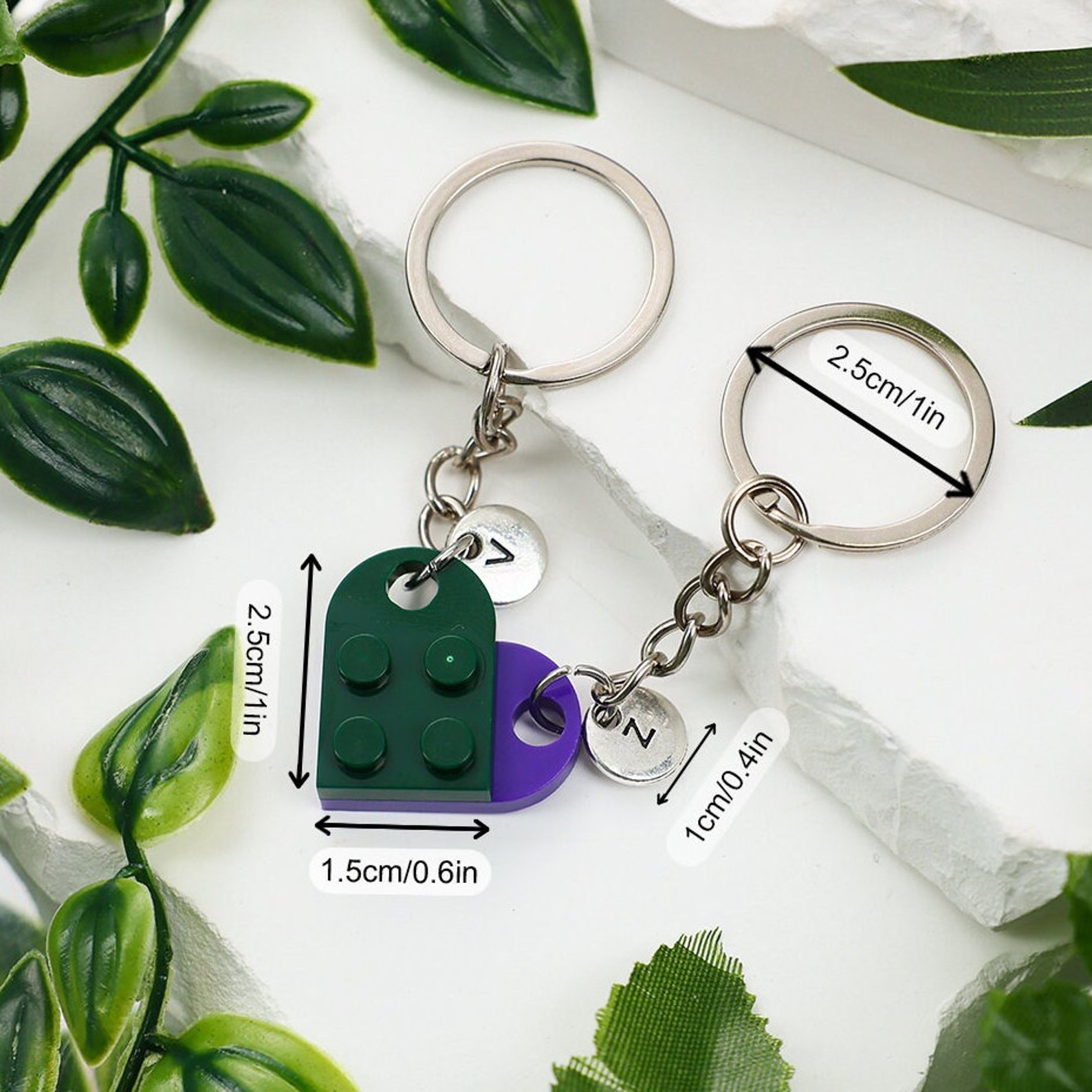 Personalized Heart Keychain Set, Initial Matching Keychains, Couple ...
