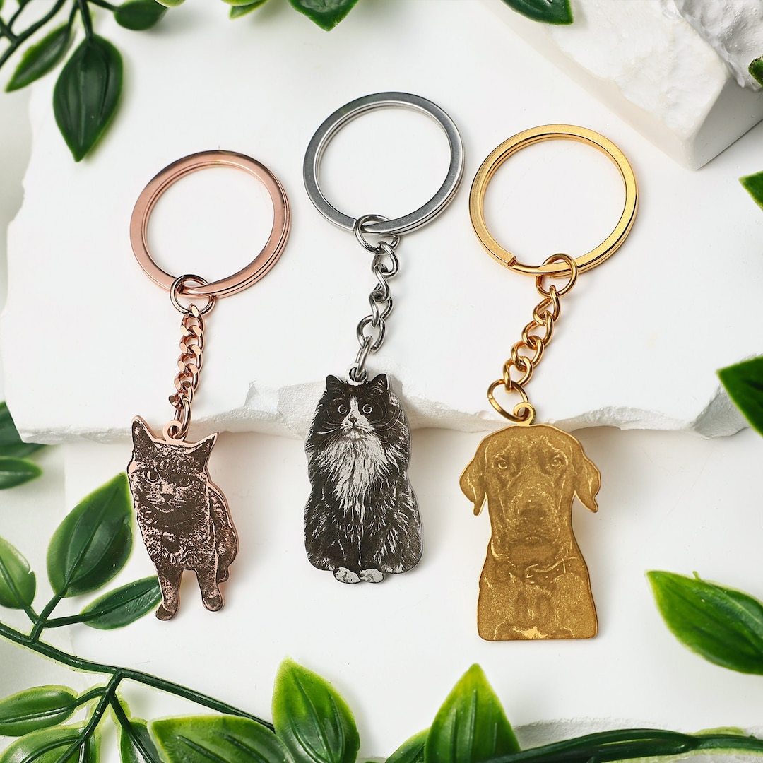 Pet Portrait Keychain,dog/cat Keyring,dog Mom Memorial Keychain Gift ...
