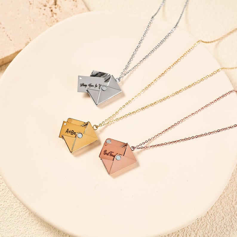 Personalized Envelope Necklace, Secret Message Hidden Message Necklace ...