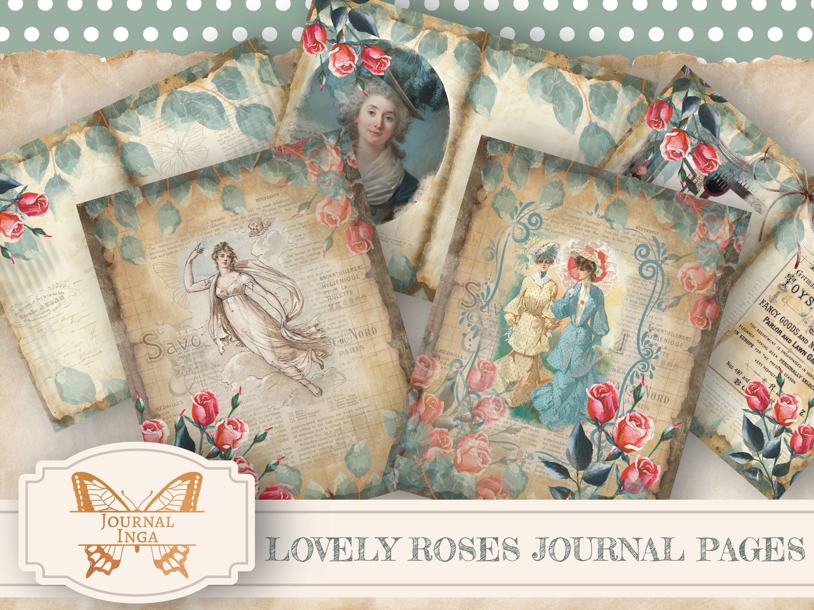 Lovely Roses Printable Junk Journal Kit, Junk Journal Digi Kits ...