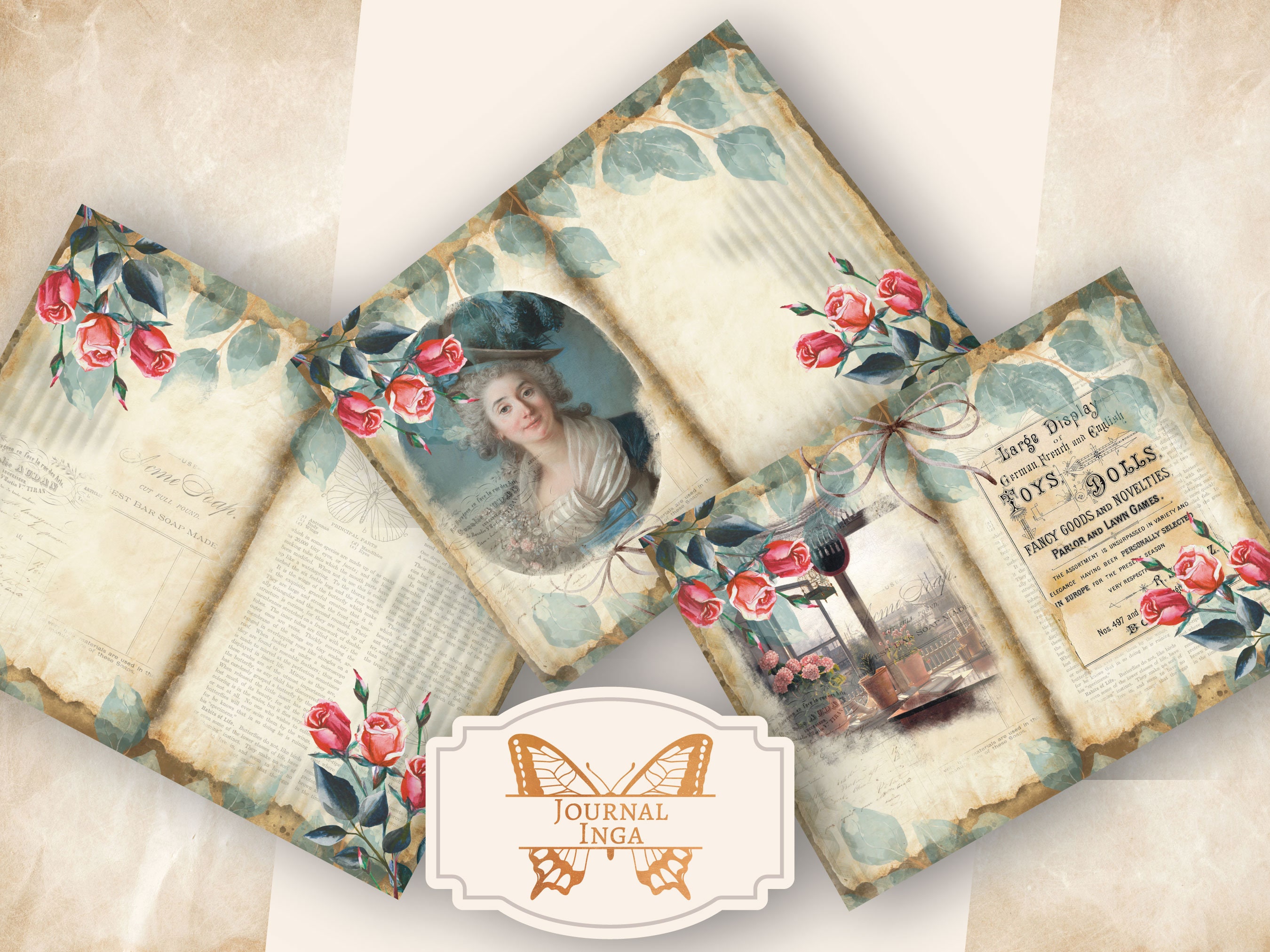 Lovely Roses Printable Junk Journal Kit, Junk Journal Digi Kits ...