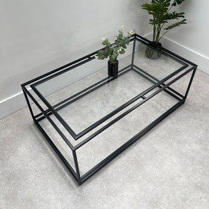 Thea Glass Metal Coffee Table - Black - Etsy UK
