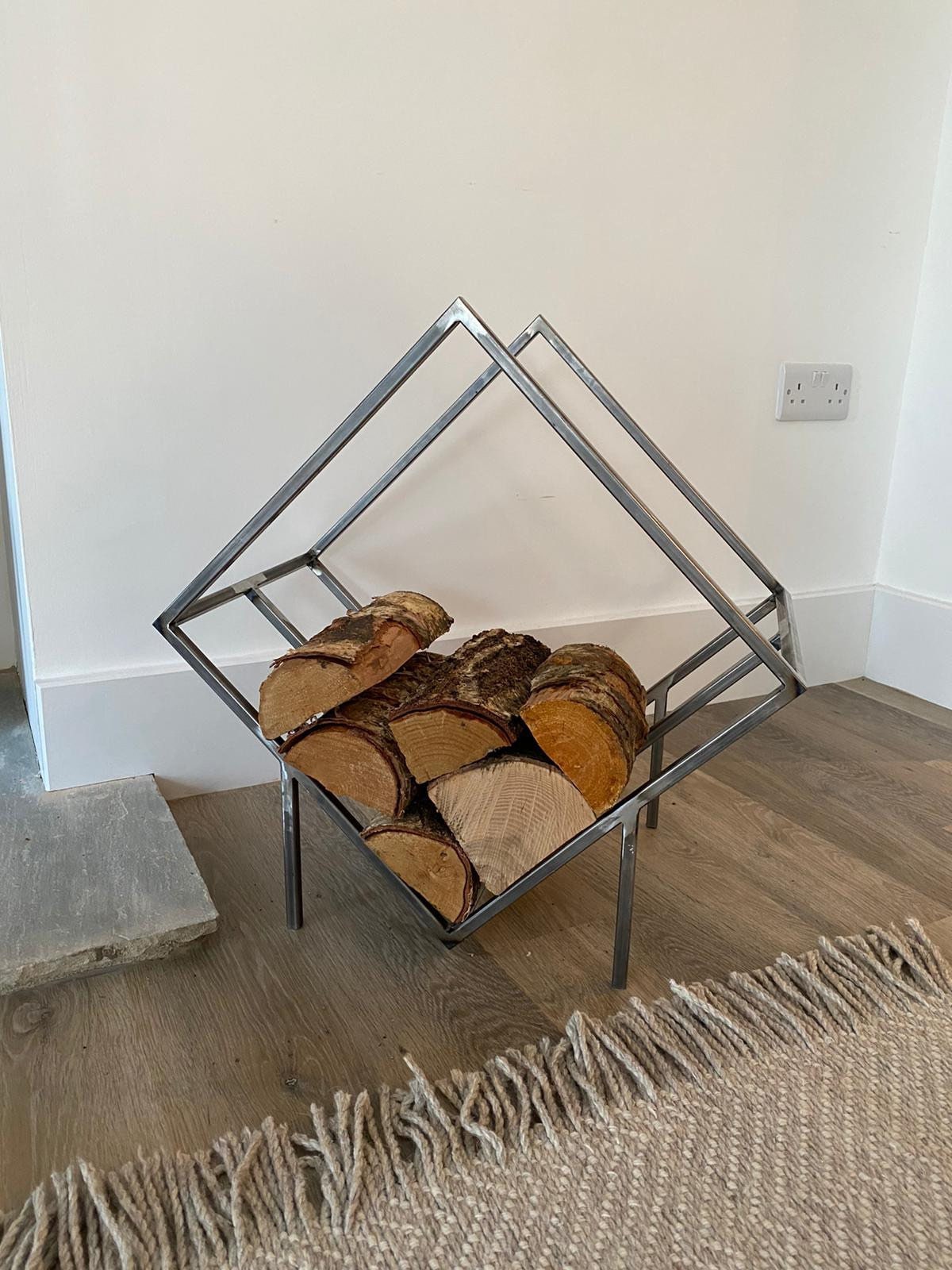 Modern Metal Log Store Holder Basket | Etsy