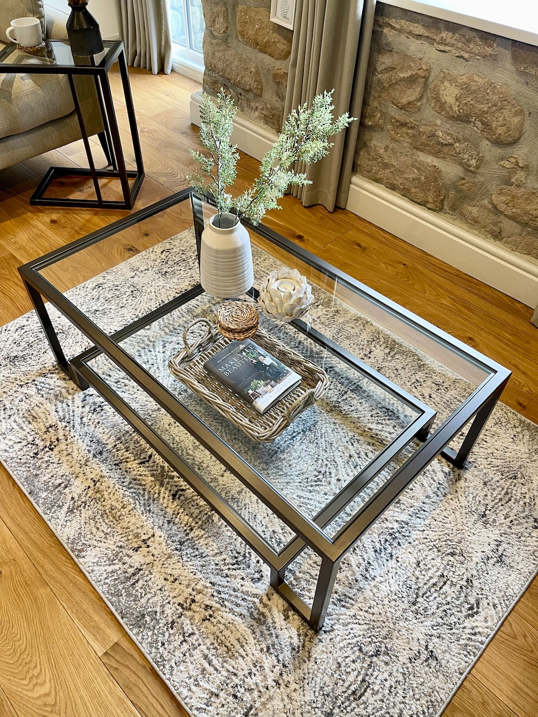 Hudson Glass Metal Coffee Table - Dark Bronze - Etsy
