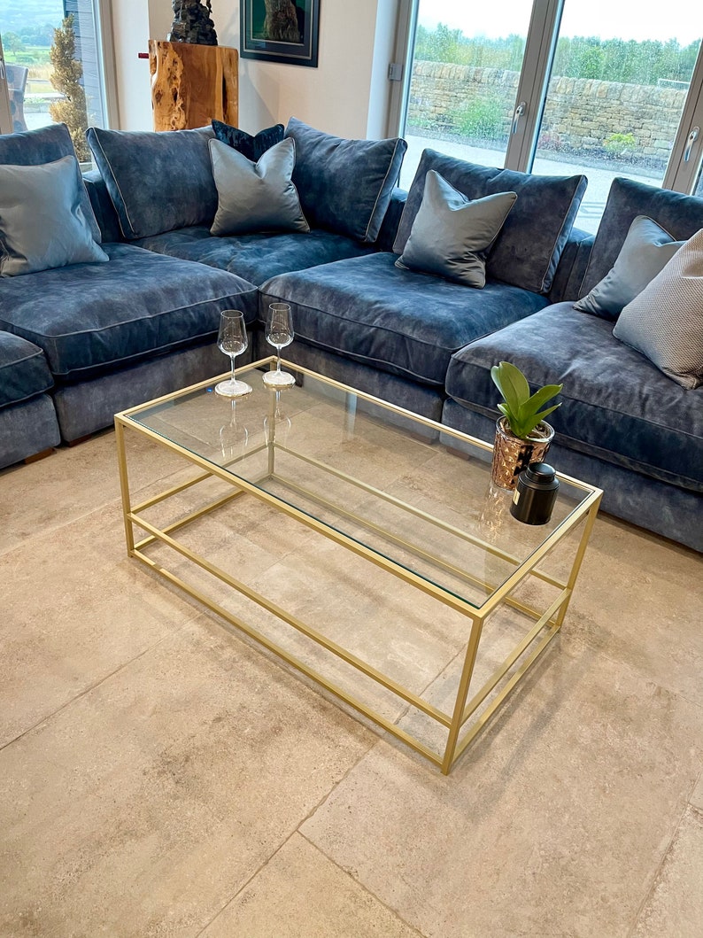 Gold Glass Metal Coffee Side Table - Etsy
