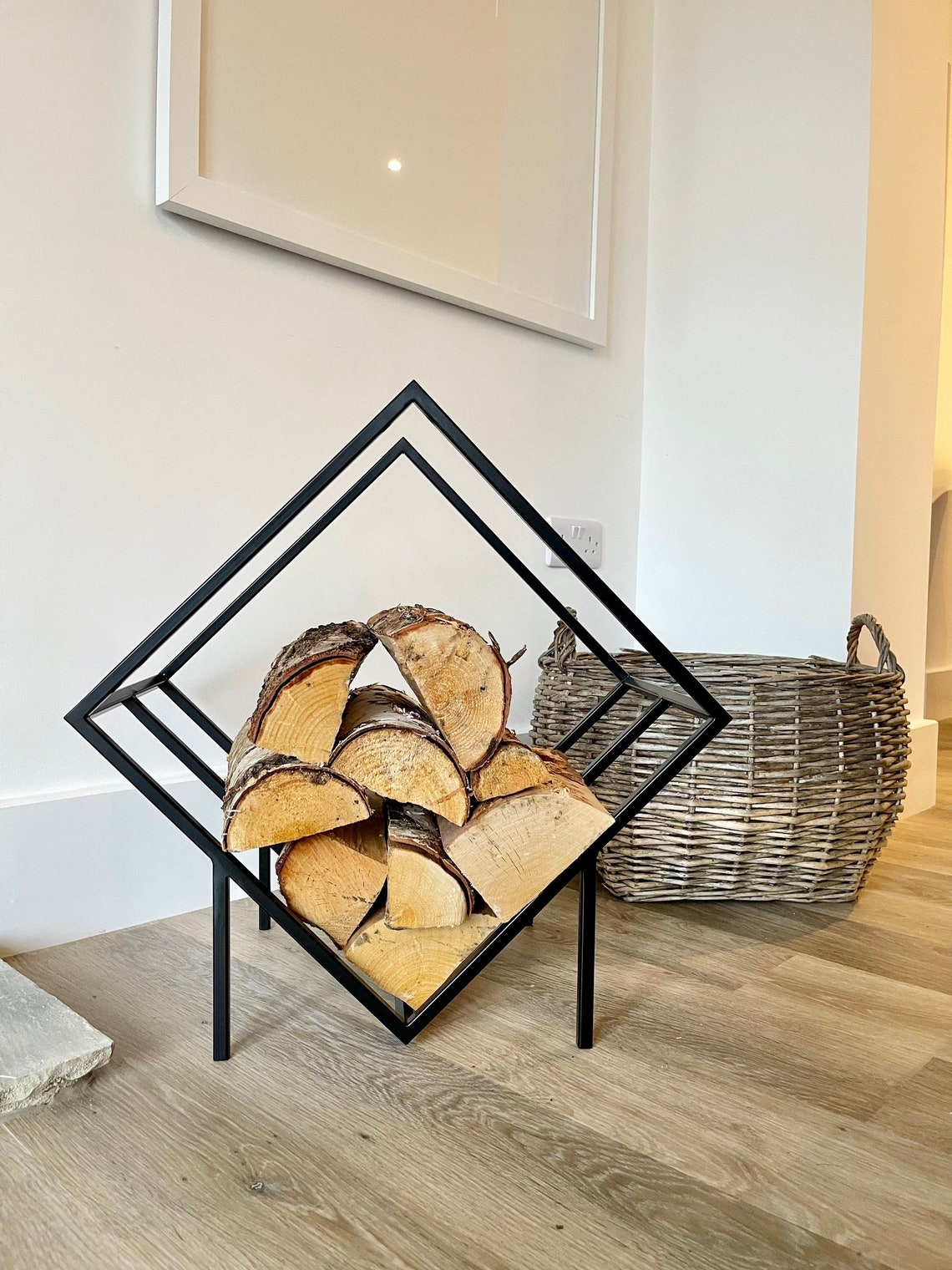Modern Metal Log Store Holder Basket - Etsy