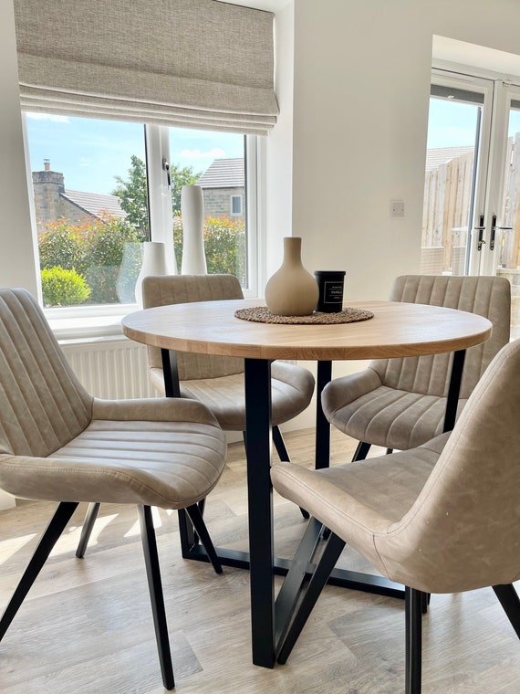 Round Oak Dining Table - Etsy