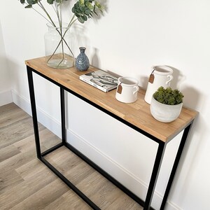 Landon Oak Metal Console Table - Etsy