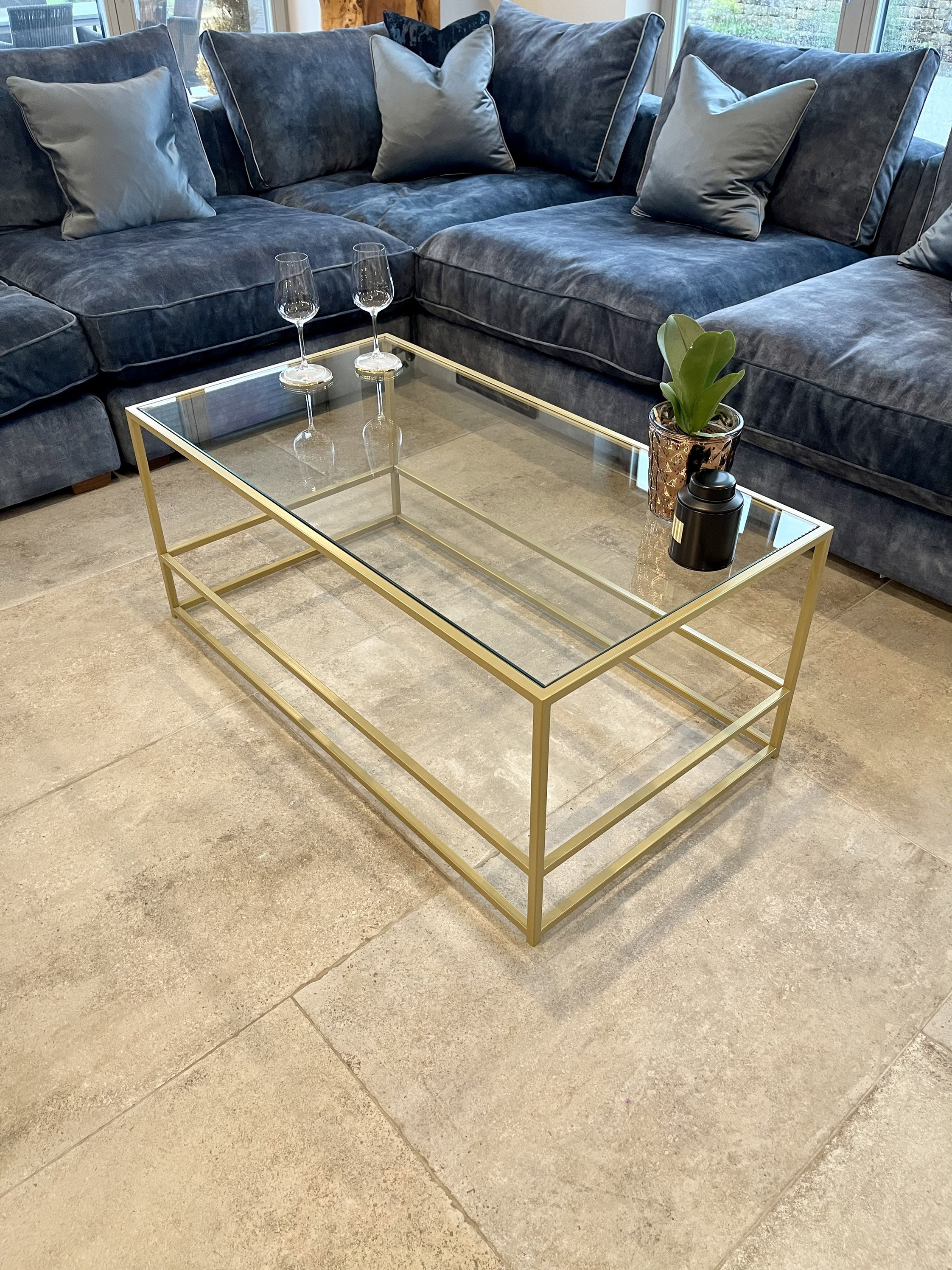 Gold Glass Metal Coffee Side Table | Etsy