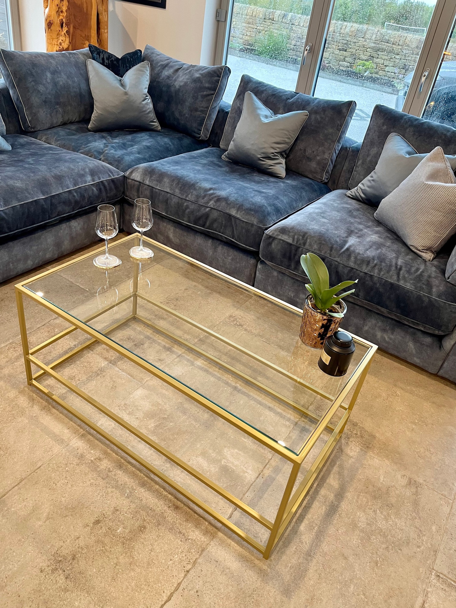 Gold Glass Metal Coffee Side Table | Etsy
