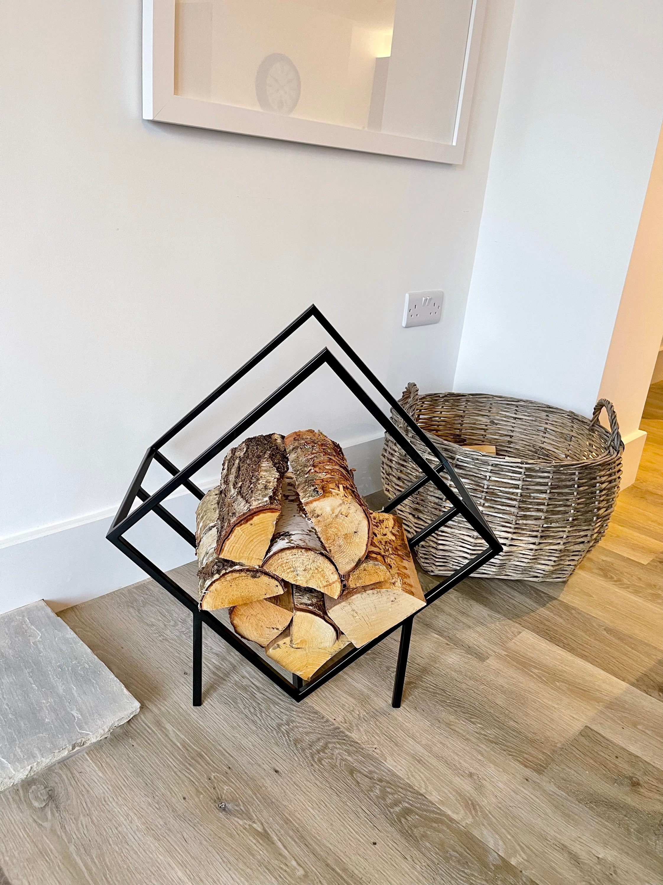 Modern Metal Log Store Holder Basket | Etsy